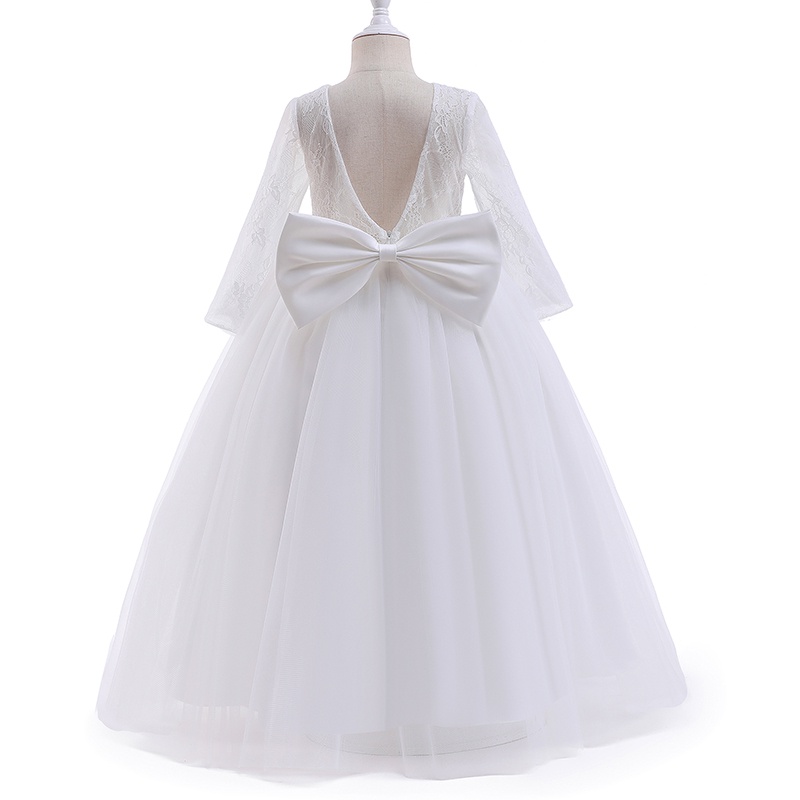 White Girls Bridesmaid Dress for Wedding Lace Elegant Teen Evening Prom ...