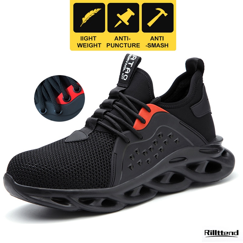 【Ready Stock】Safety Shoes Men Steel Toe Breathable Anti-smash Anti ...