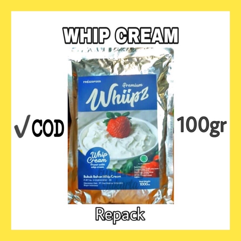 100gr whipped cream whip halal bpom whip Instant cream Powder topping ...