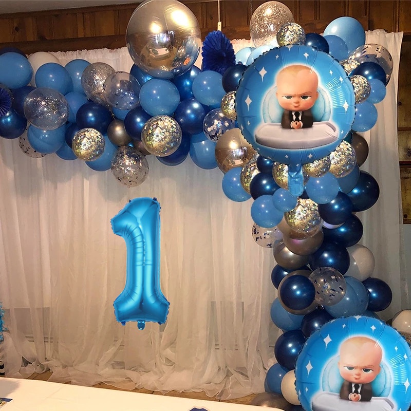 1 Set of Boss Baby Themed Balloons Arched Garland Foil Helium Balloons ...