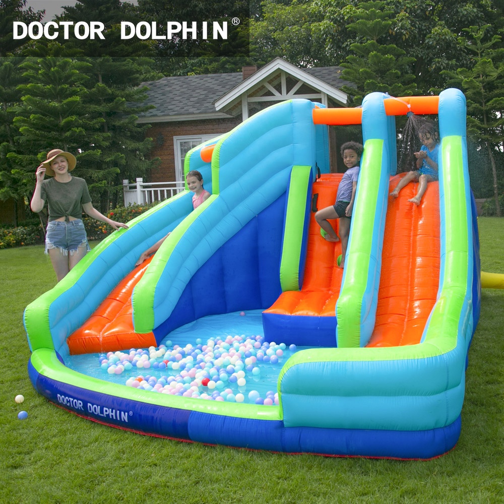 Doctor Dolphin Inflatable WaterFun Two Slides Water pool Slide 73002 ...