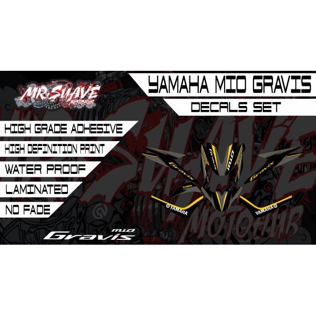 Yamaha Mio Gravis Racing Stripe Decals Set | Shopee Philippines