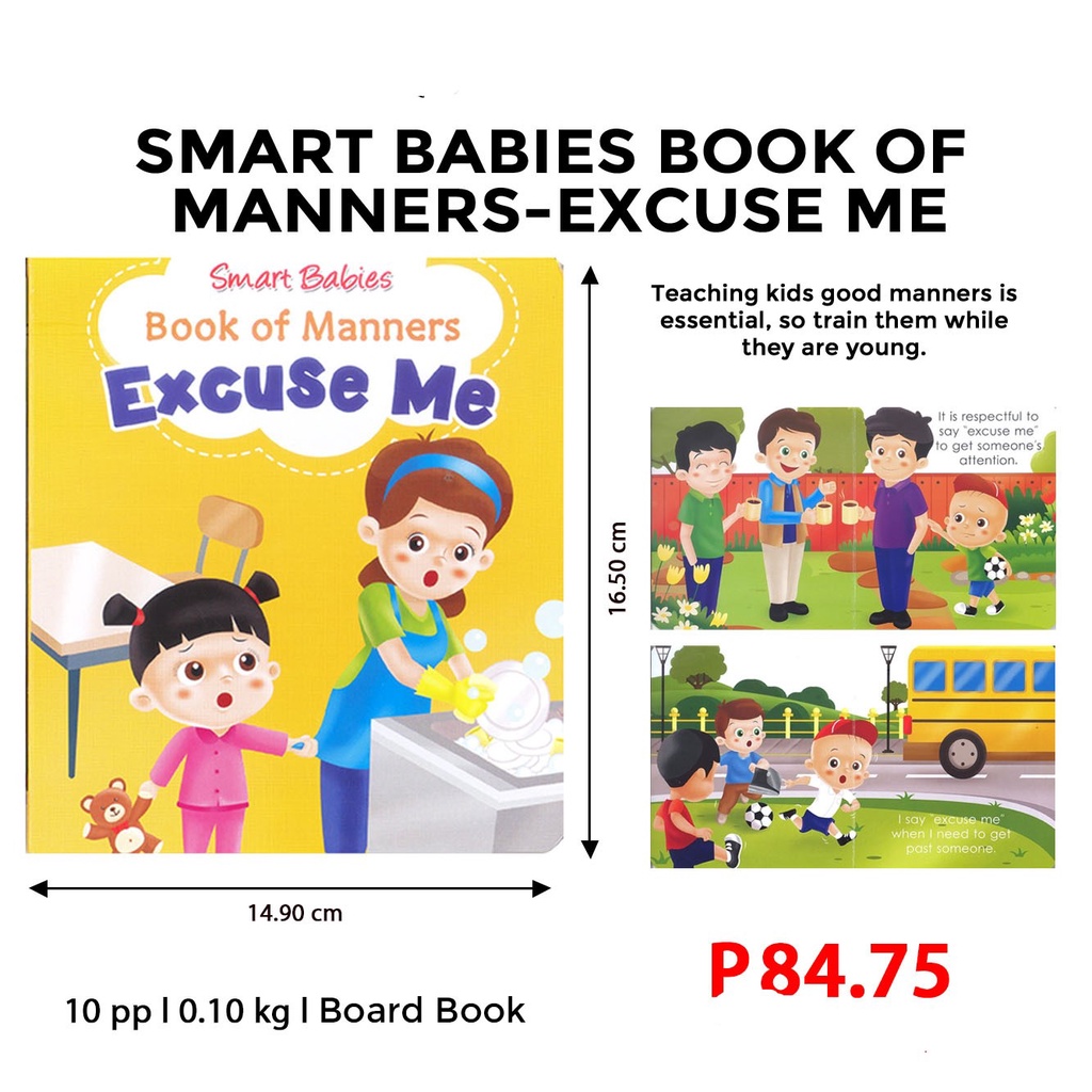 Smart Babies Good Manners Board Books for Toddlers Series 1 Excuse Me ...