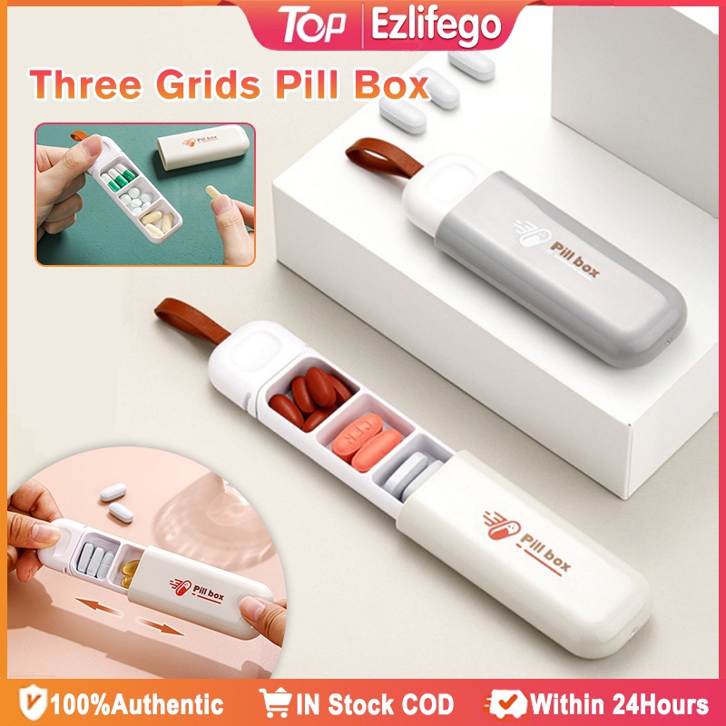 1 Day Portable Small Pill Box Travel Pill Organizer Three Grids Mini ...
