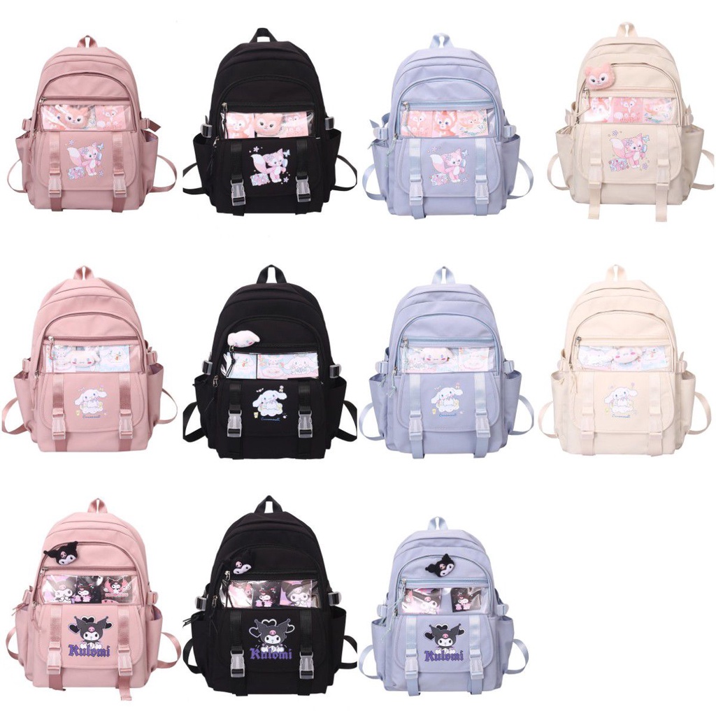 Cartoon Women Backpacks Waterproof Multi-Pocket Nylon School Bag Cute ...