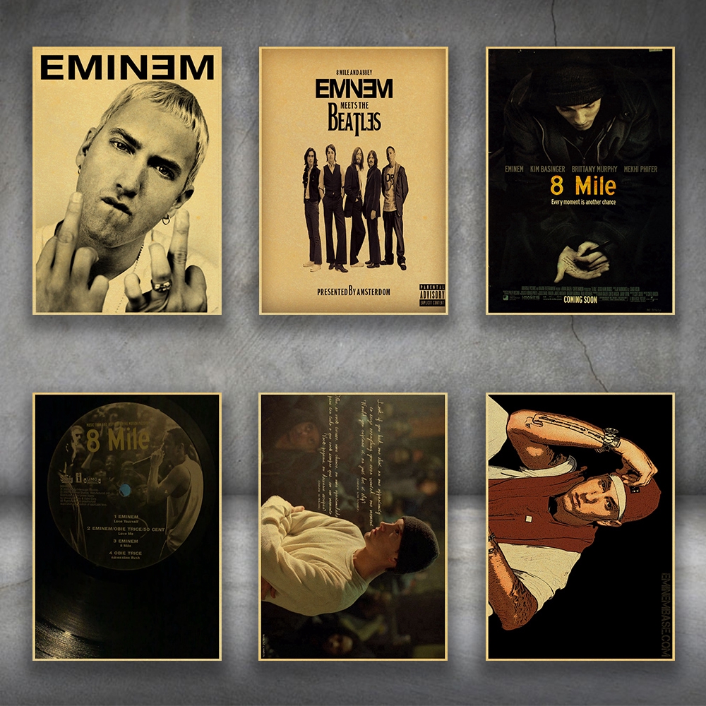 8 mile rap artist retro poster poster rap god Eminem poster kraft paper ...
