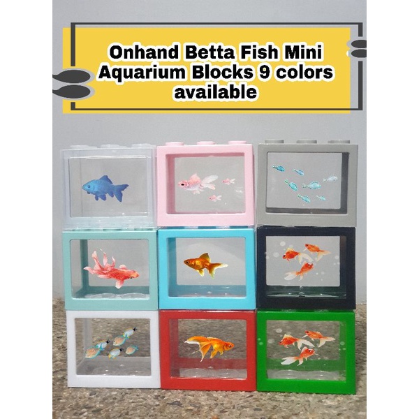 Betta Fish Mini Aquarium Building Lego Block Spider Marimo Guppy Tank ...
