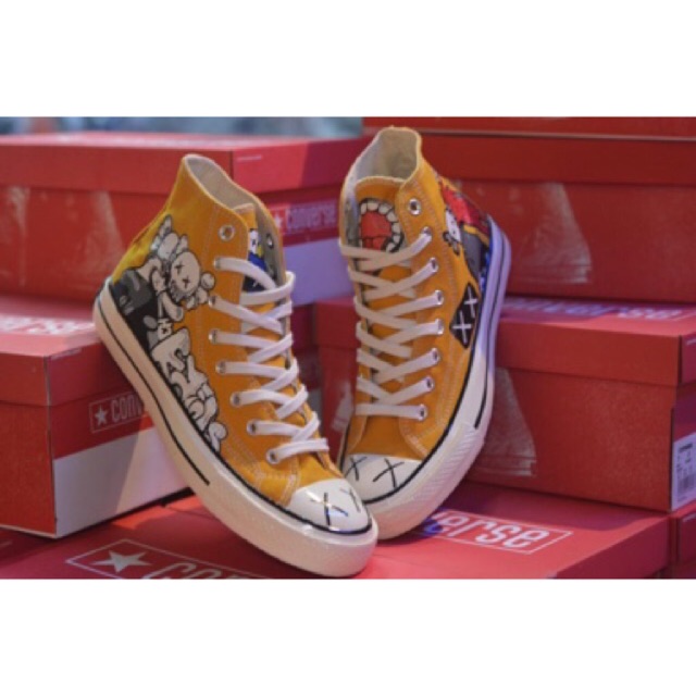 Kaws x Converse Chuck Taylor All Star 70s Sun flower Hi | Shopee ...