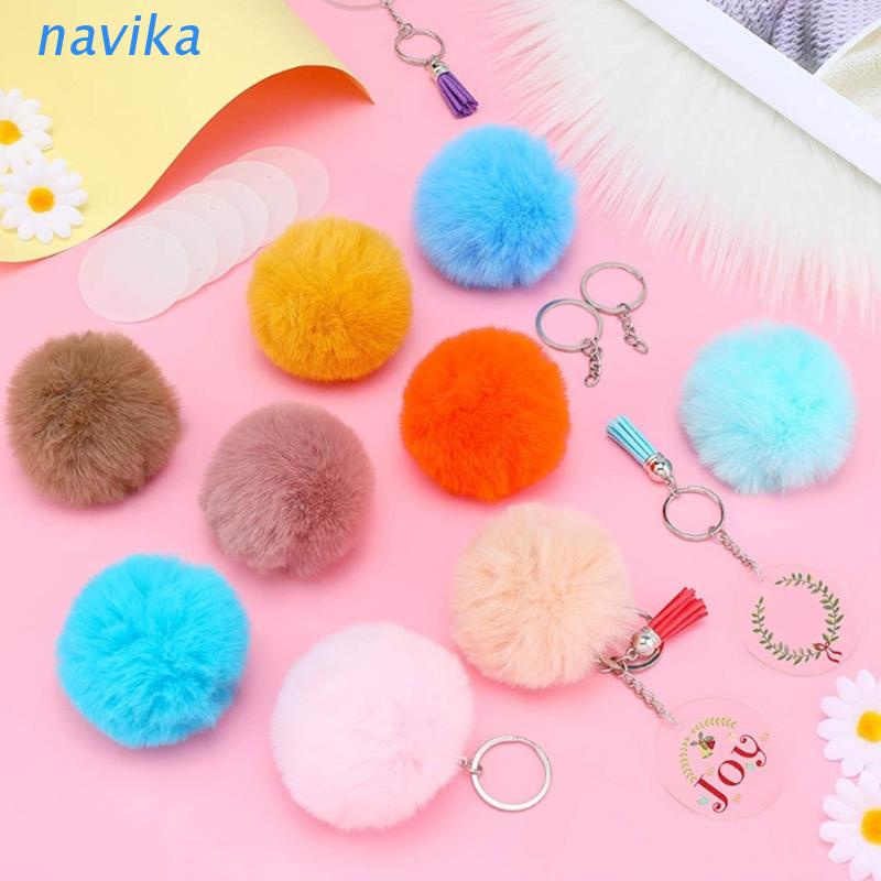 NAV 30 Pcs Colorful Pom Poms Ball with 30 Pieces Open Jump Rings and 30 ...