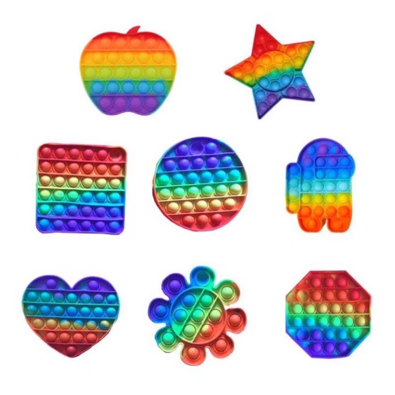 Rainbow Pop Its Round Fidget Toy Push bubble stress relief kids pop it ...