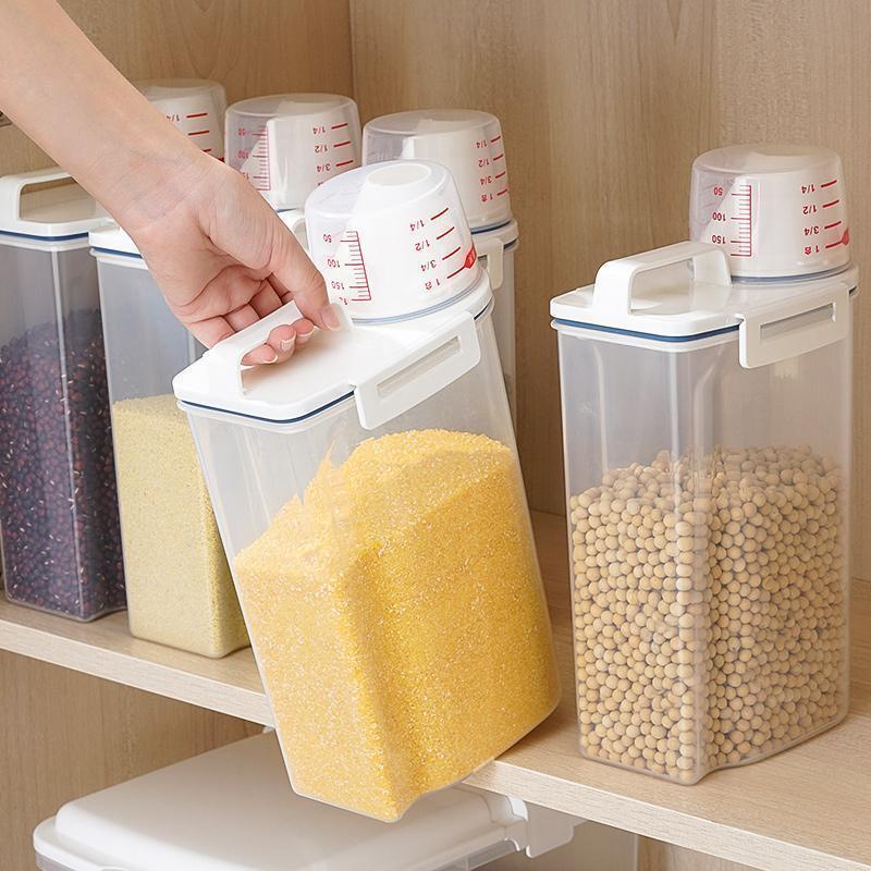 2L Food Container Dispenser Washing Plastic Storage Box Cereal Grain ...