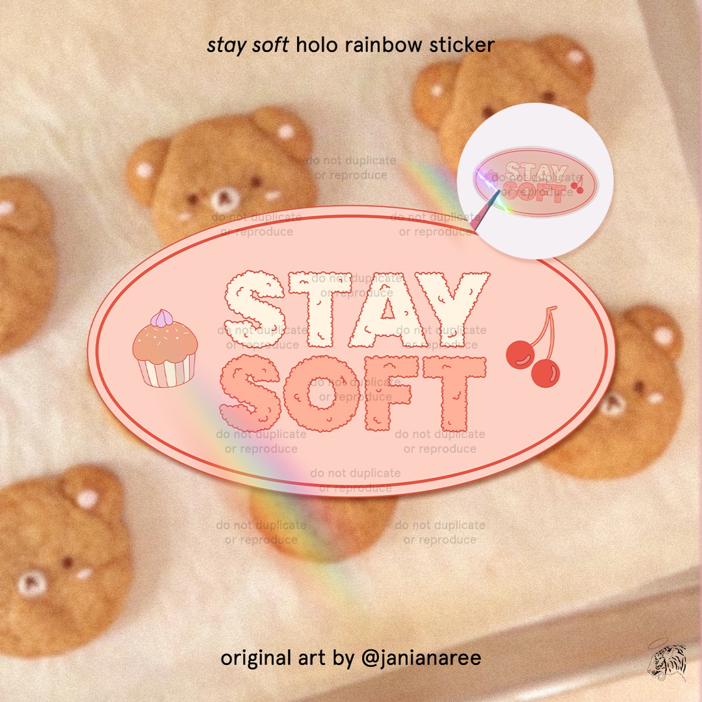 Stay Soft Holo Rainbow Sticker (Tags: aesthetic deco sticker bujo ...