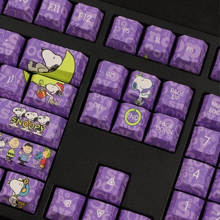 Snoopy Keycaps Cherry Profile Purple Anime PBT Dye Sub Mechanical ...