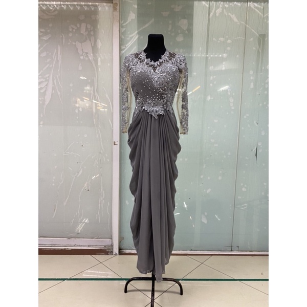Gray Long gown Ninang dress Mother dress Sponsor dress | Shopee Philippines