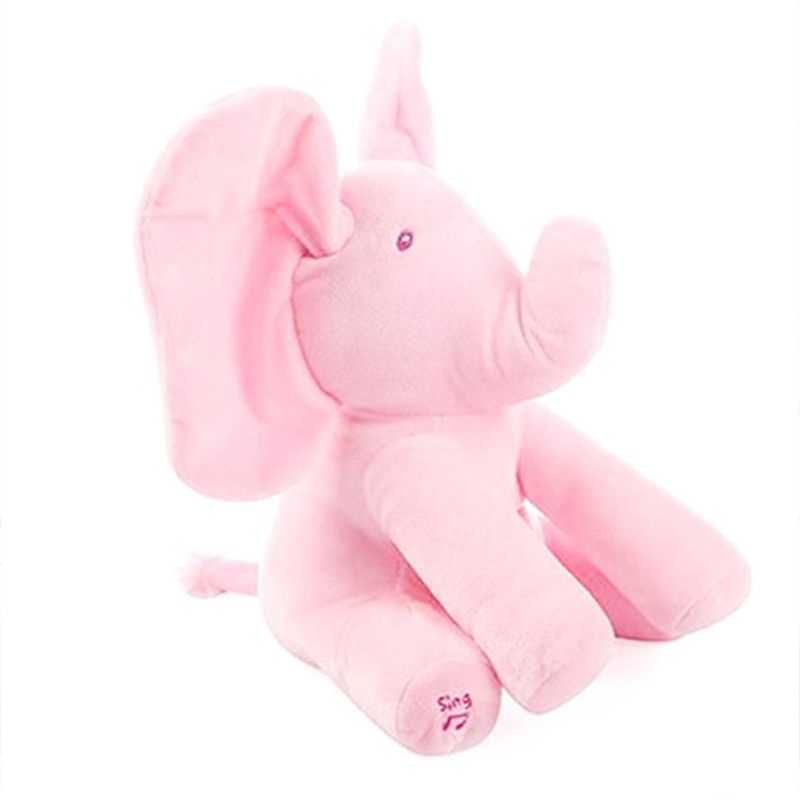 Adorable And Soft Gray Peek-a-boo Plush Elephant Musical Doll Great ...