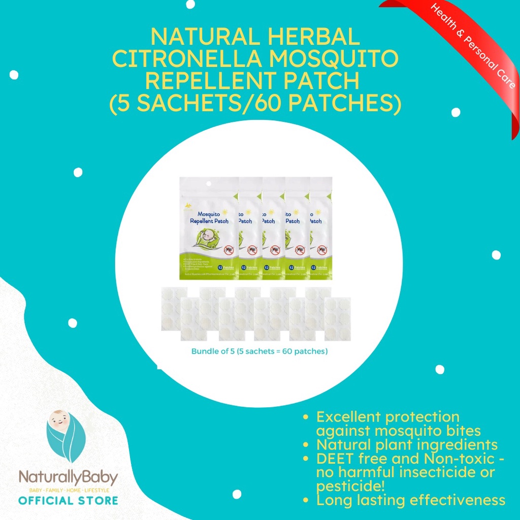 Excelgo Natural Herbal Citronella Mosquito Repellent Patch - 5 sachets ...