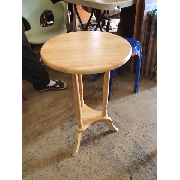 Muji Style Multipurpose Round Sofa Side Table Minimalist Rubber Wood ...