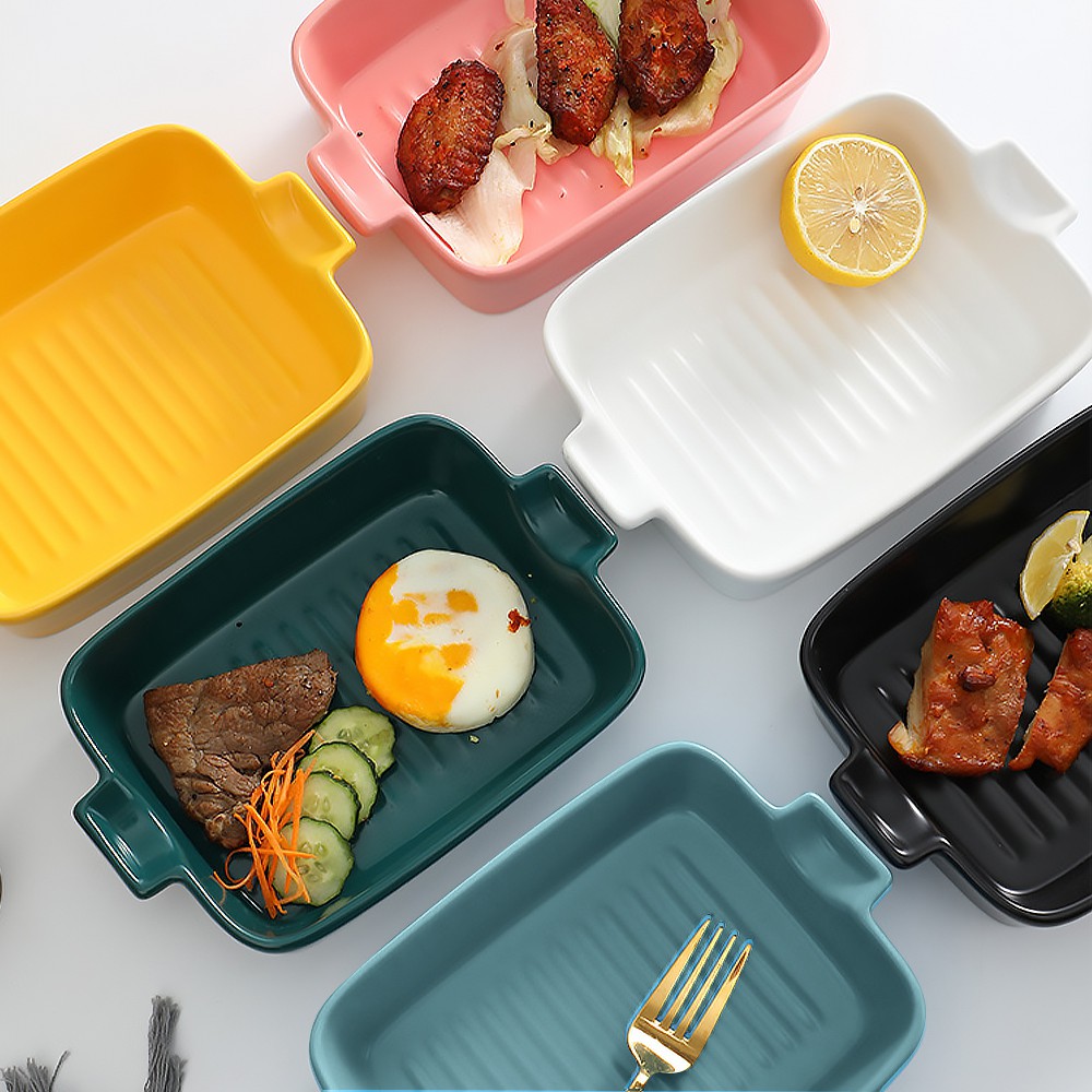 LOCAUPIN Porcelain Bakeware Dishes Kitchen Baking Pan Tray Microwavable ...