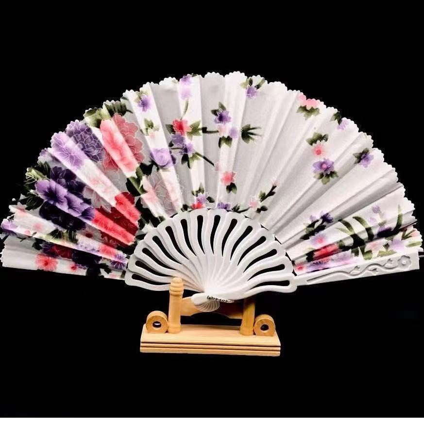 100% J&S Elegant Floral Design Plastic Folding Fan Handheld Cool Summer ...