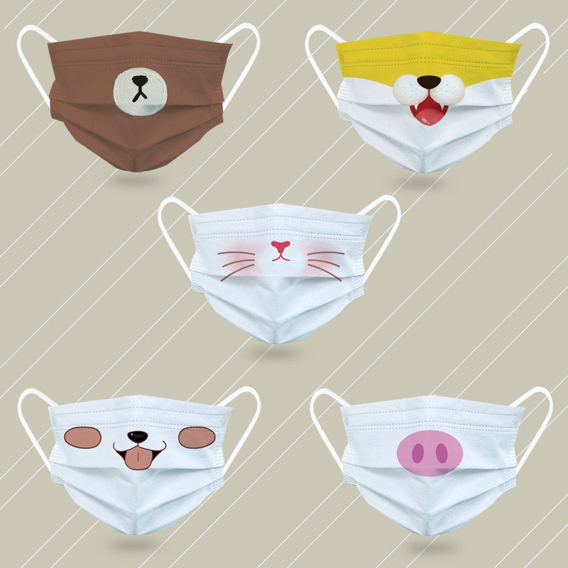 New Animal Cartoon Funny Mask Cat Blush Disposable Three-layer Printing ...