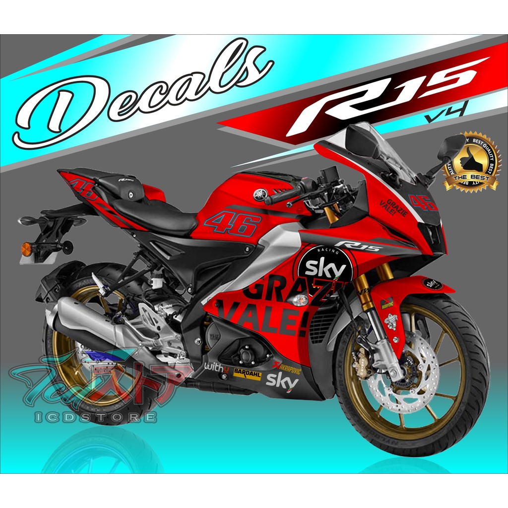 R15 V4/Yamaha/Sticker R15/Decal R15 Full Body/Grazie Vale/Motorcycle ...