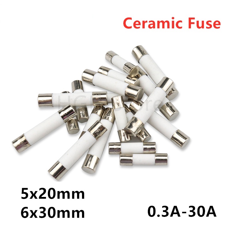 10pc 5*20mm 6*30mm Fast Blow Tube Fuses mm 250V 1 2 3 4 5 6 8 10 15 20 25 30A AMP Fuse Ceramic ...