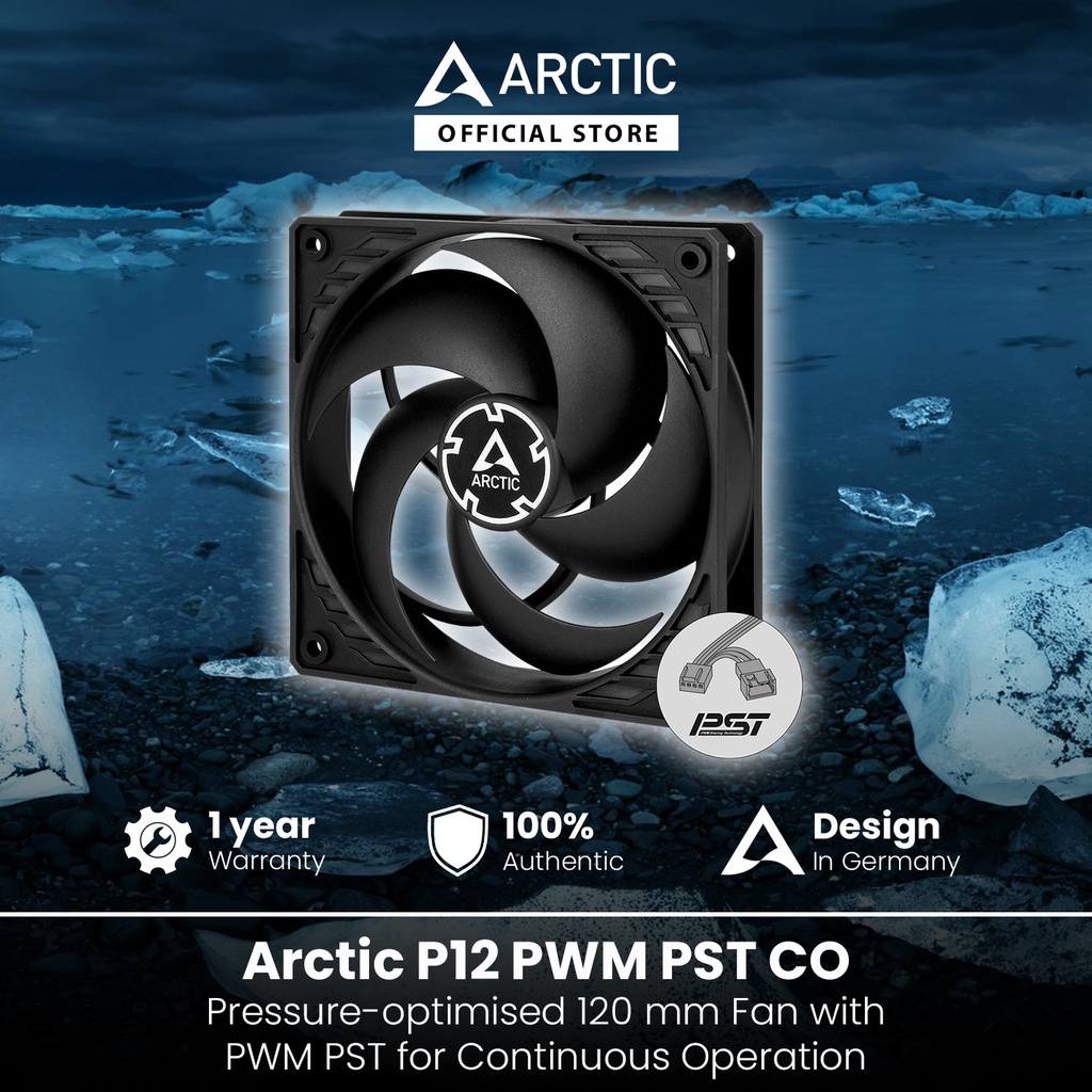 Arctic P12 PWM PST CO Pressure-optimised 120 mm Fan with PWM PST for ...