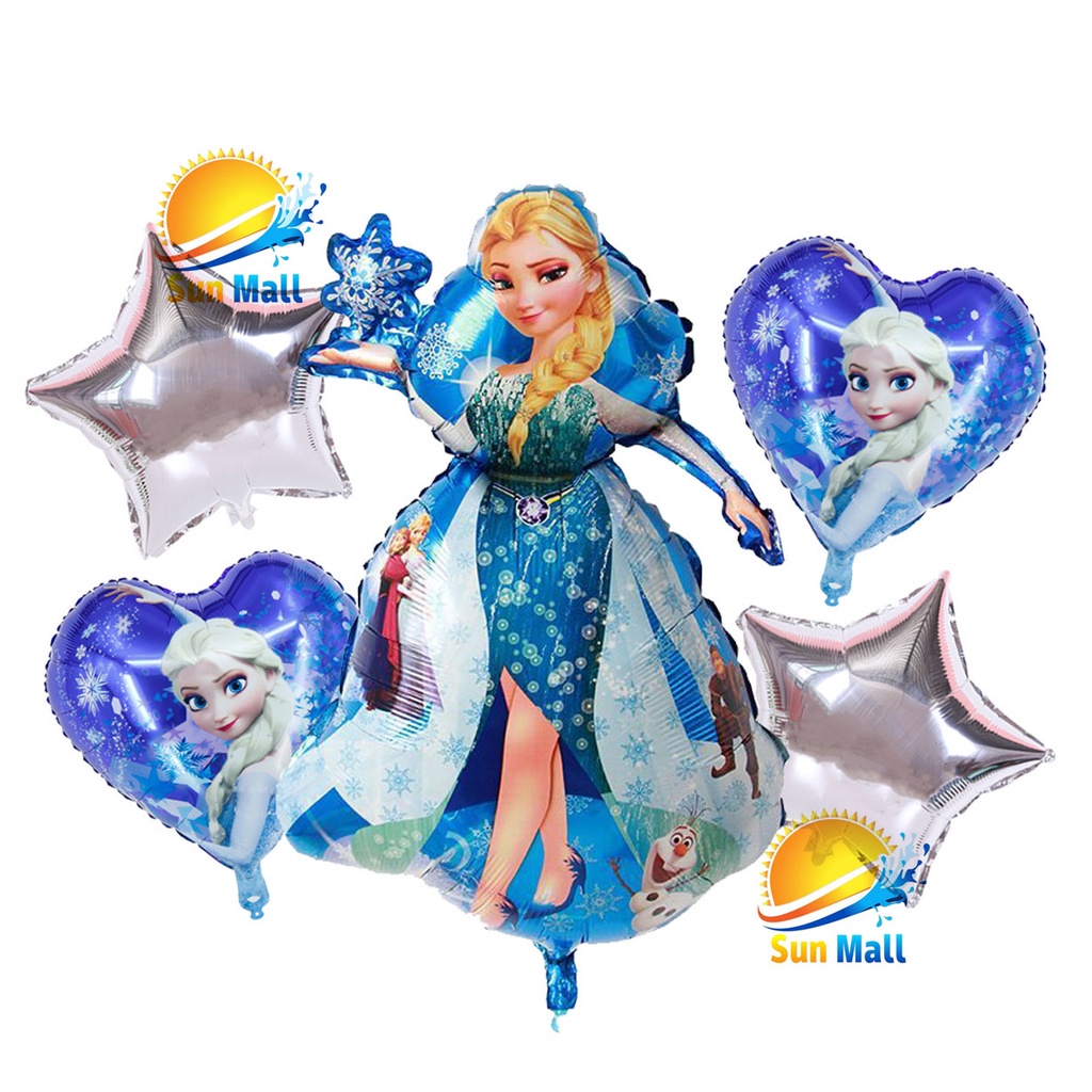 5In1 Frozen Theme Elsa Shape Mylar Balloon Set Frozen Birthday Balloons ...