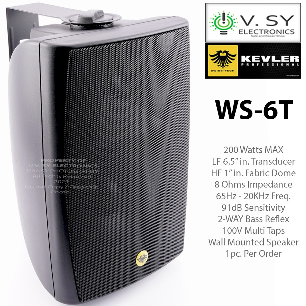 Kevler Professional WS-6T 200W 8 Ohms Wall Mounted Speaker | Shopee ...
