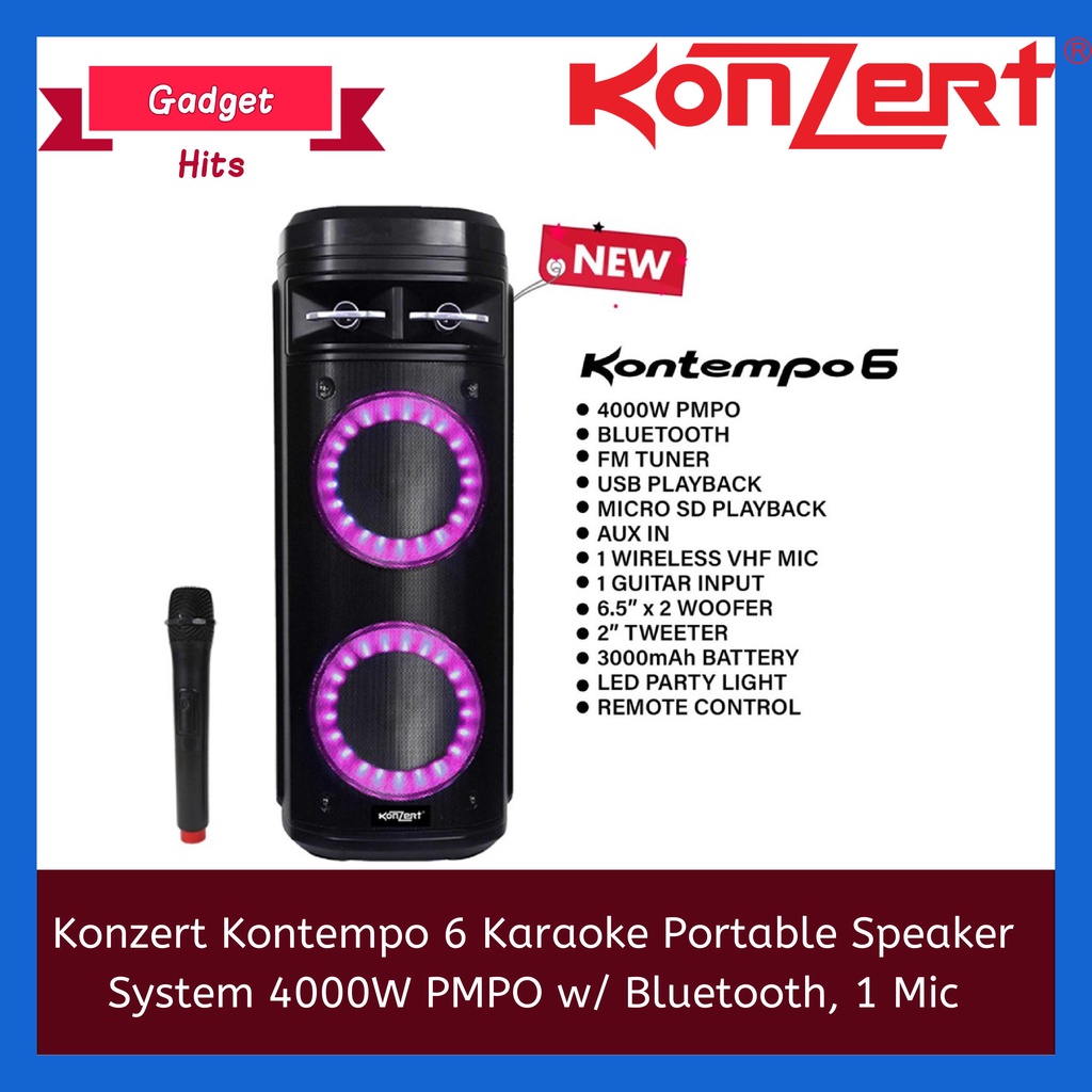 Konzert Kontempo 6 Karaoke Portable Speaker System 4000W PMPO w ...