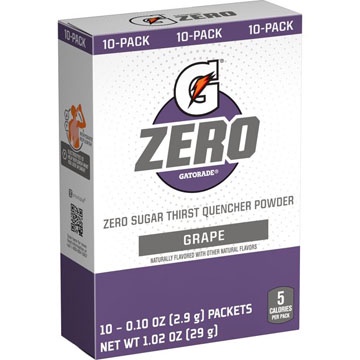 GATORADE ZERO SUGAR THIRST QUENCHER POWDER (GRAPE) 10-PACKETS (2.9 ...