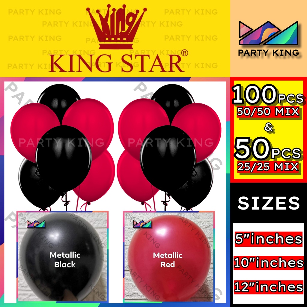 Black and Red Mix Balloon Thick Metallic Glossy Latex Balloons | Shopee ...