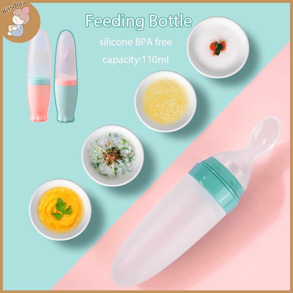 Kissdora Baby bottle spoon Silicone baby feeding bottle BPA free ...
