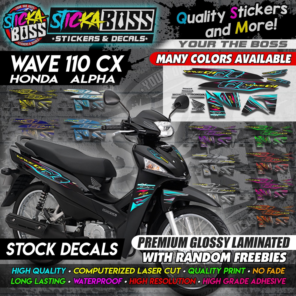 STICKER DECALS for WAVE 110 ALPHA CX (W110ALCXST) By STICKABOSS (SOFIE LAMINATED WATERPROOF ...