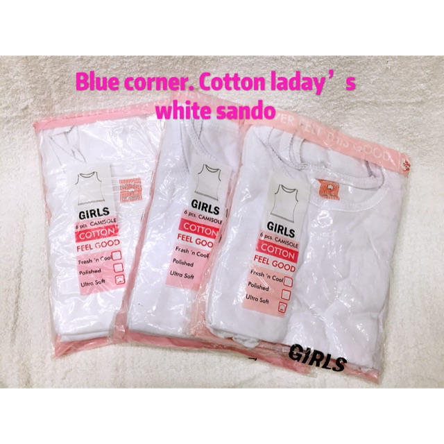 Blue corner cotton Sabrina lady sando white color | Shopee Philippines