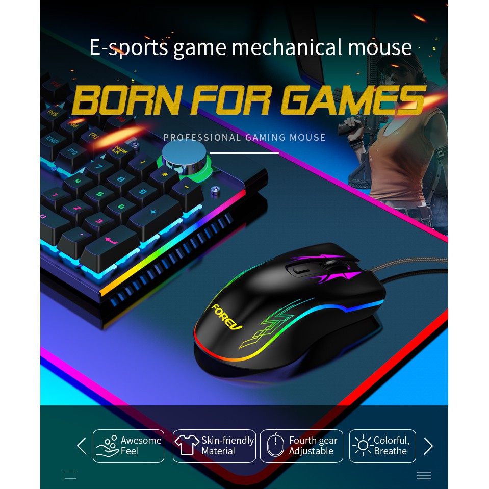 FV-509 wired mouse 3 kinds of lighting effects colorful breathing light ...