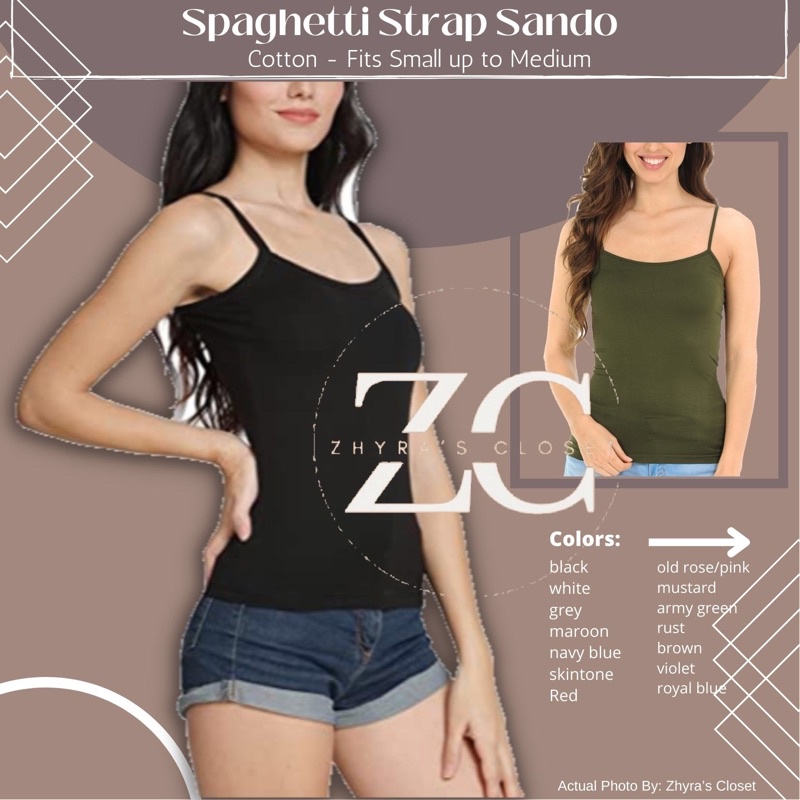 Elena Tank Top Spaghetti Strap Sando | Shopee Philippines