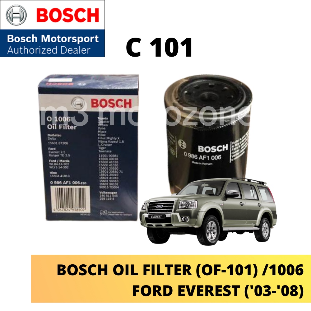 Bosch Oil Filter O-1006 (C-101) for Ford Everest 4x2 ('03-'08) | Shopee ...