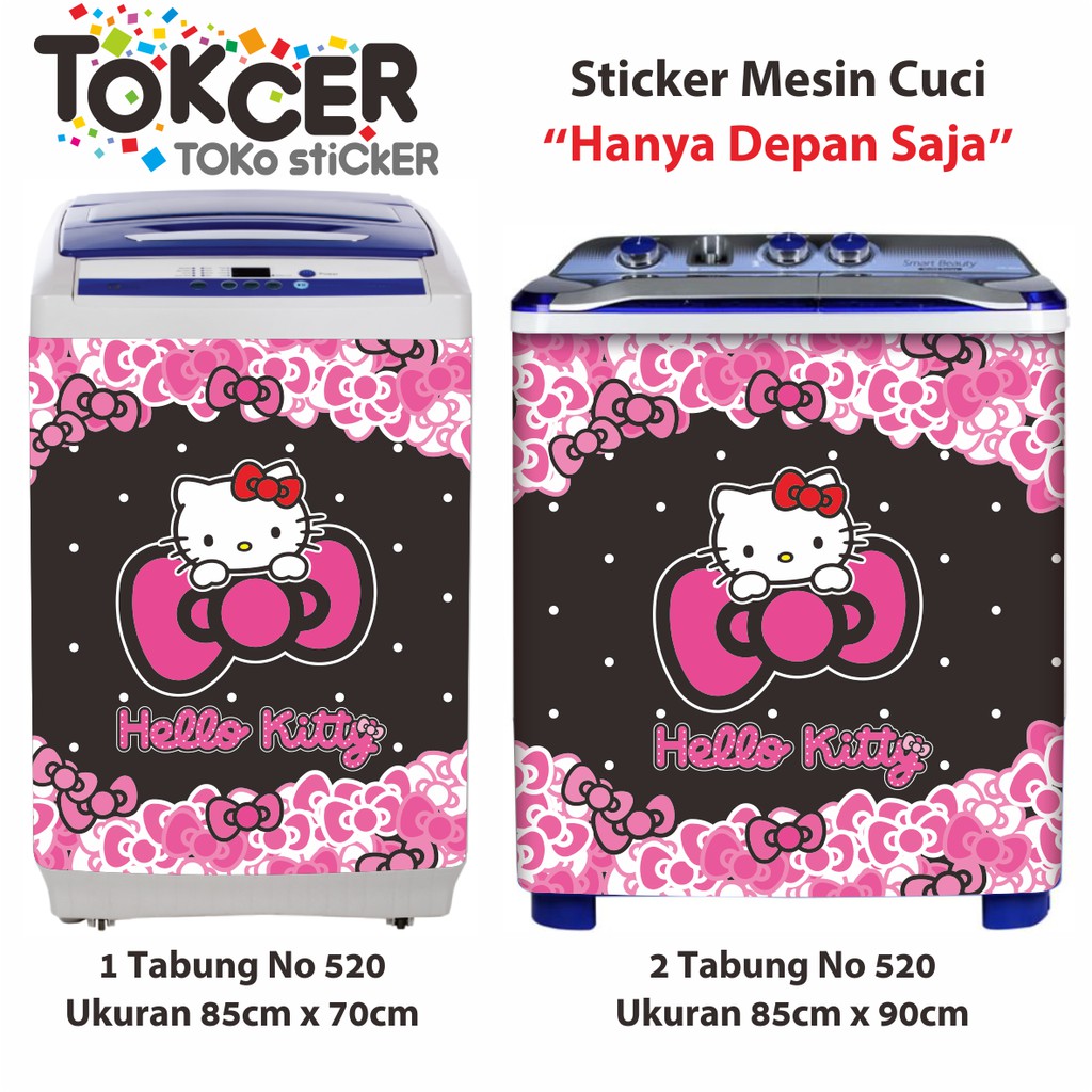 MESIN HITAM Hello KITTY Washing Machine Sticker Black Ribbon | Shopee ...