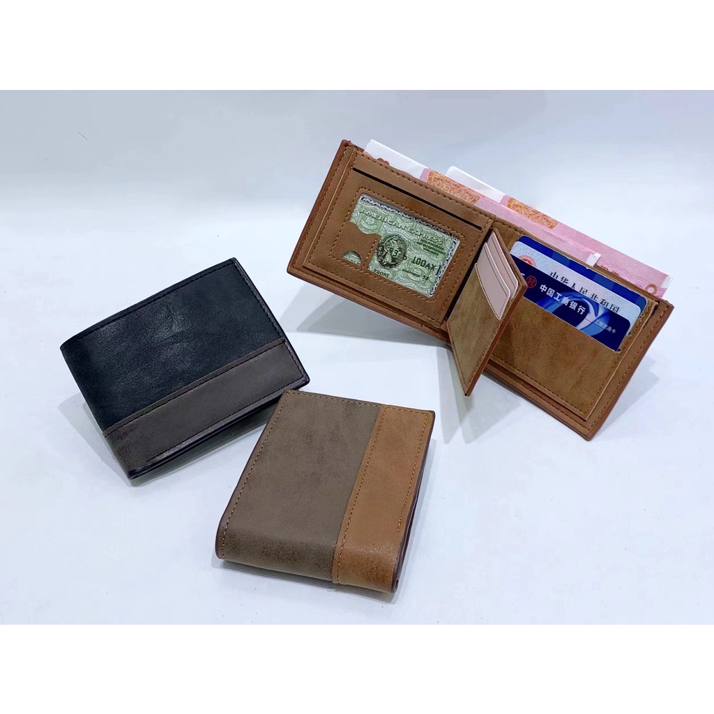 Bifold Men's Flip Leather/Gamoza/Soft Short Billfold Wallet with Credit ...