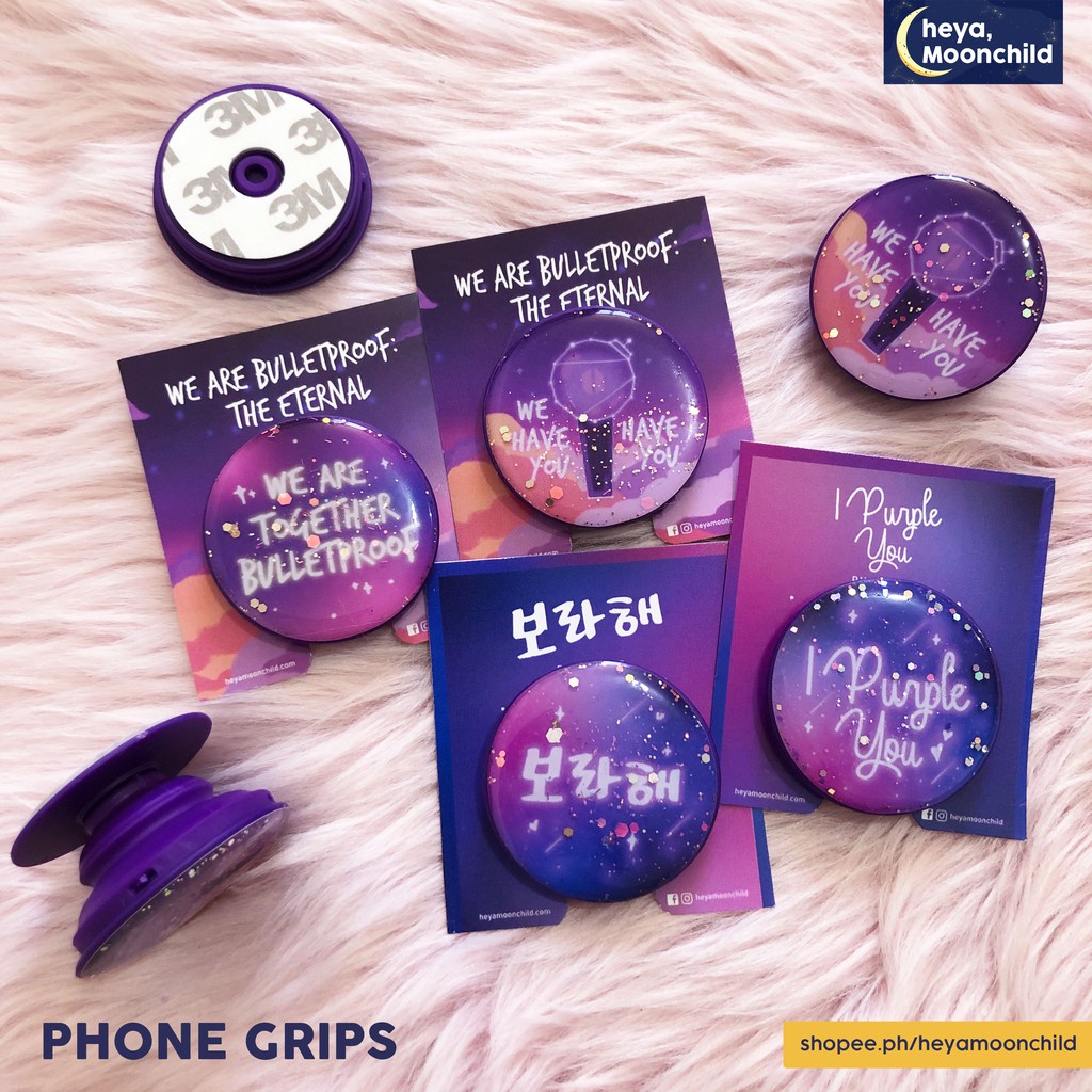 BTS Borahae We are Bulletproof Glittered Resin Pop socket Griptok Phone ...