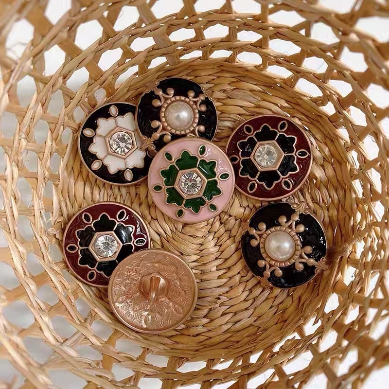 10Pieces/lot Vintage Pearl Diamond Metal Buttons for Clothing Sewing ...