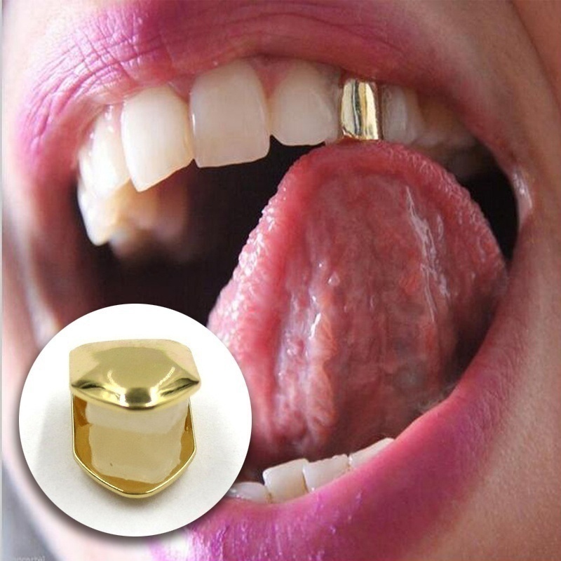 4 Colors Custom Fit Gold Plated Hip Hop Single Tooth Grillz Cap Top ...