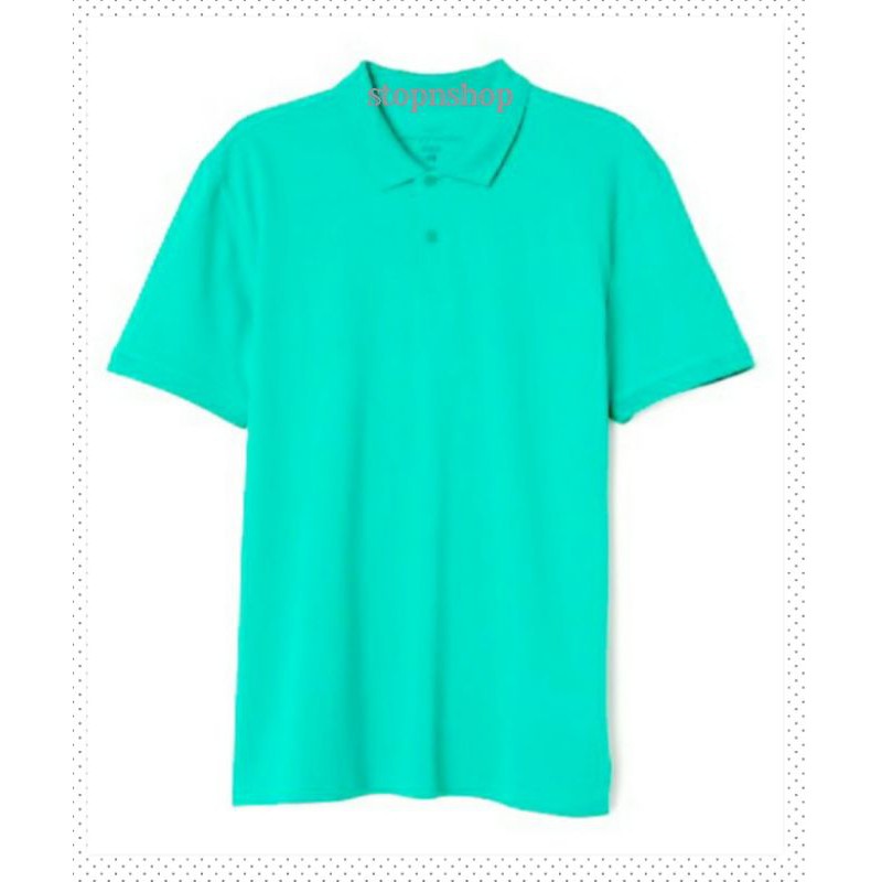 Polo Shirt Turquoise Cotton Fabric Plain Unisex Adult T-Shirt With ...