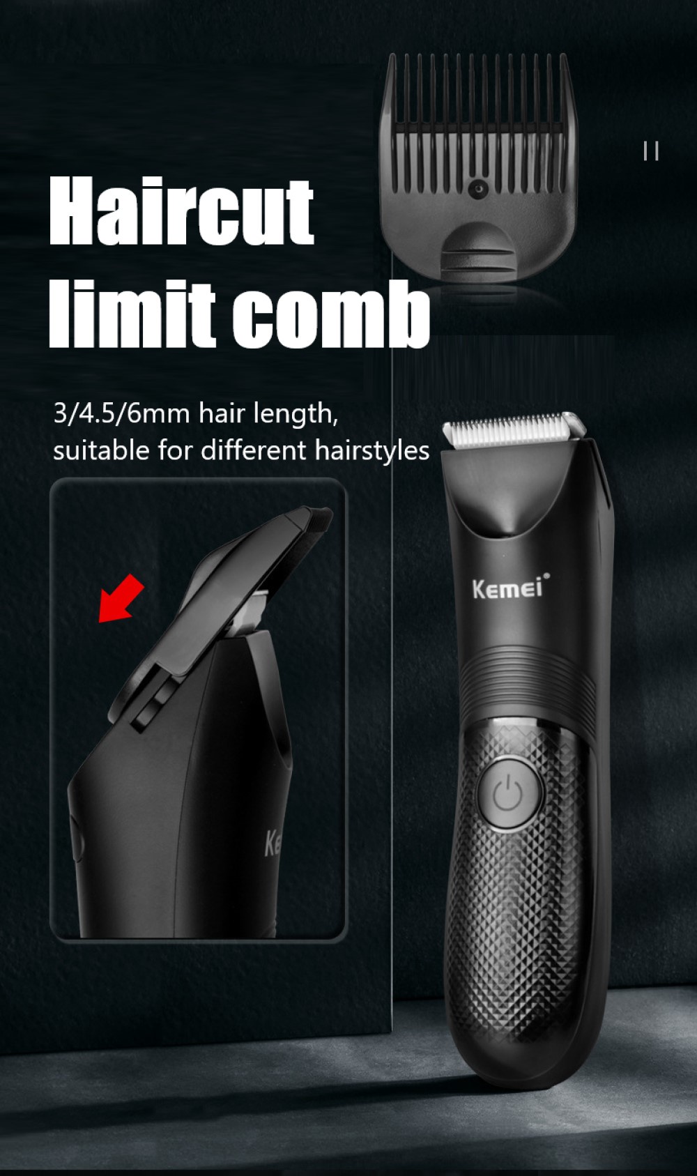 Kemei KM-1838 Groin Area Hair Trimmer Waterproof Wet Dry Clippers Pubic Armpit Body Hair Razor ...