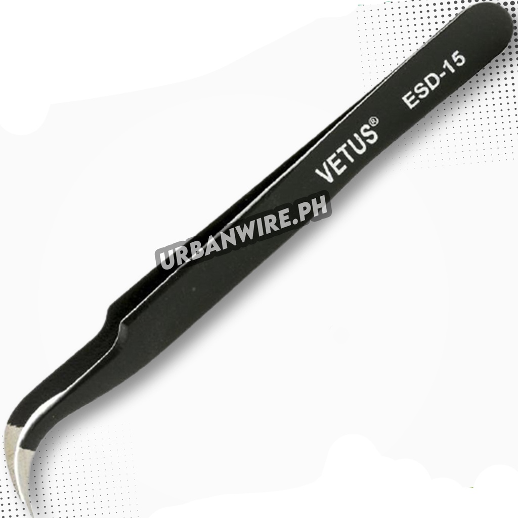 ORIGINAL VETUS ESD-15 Black Anti-Static Tweezers Curved Tip | Shopee Philippines