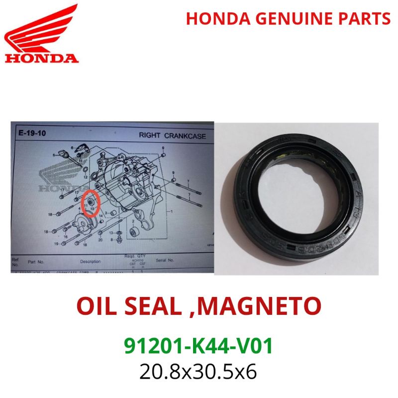 GENUINE OIL SEAL MAGNETO BEAT Fi v1, v2 (91201-K50-T01 , 91201-K44-V01 ...