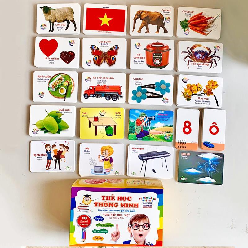 Smart learning cards for children with 16 topics 416 cards (Bilingual ...