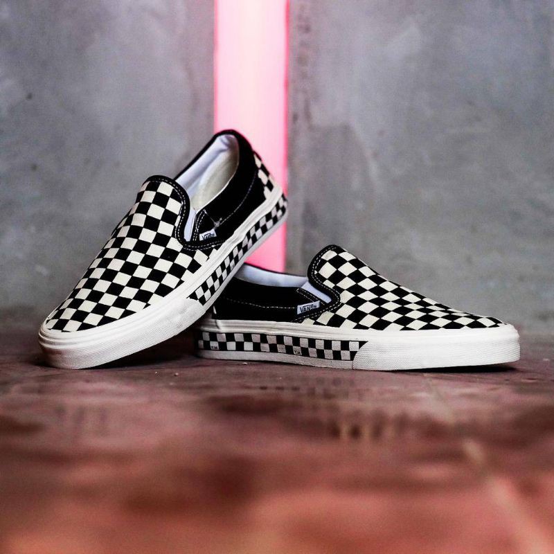 Vans Slip On Nextor Checkerboard Black White (Original 100%) | Shopee ...