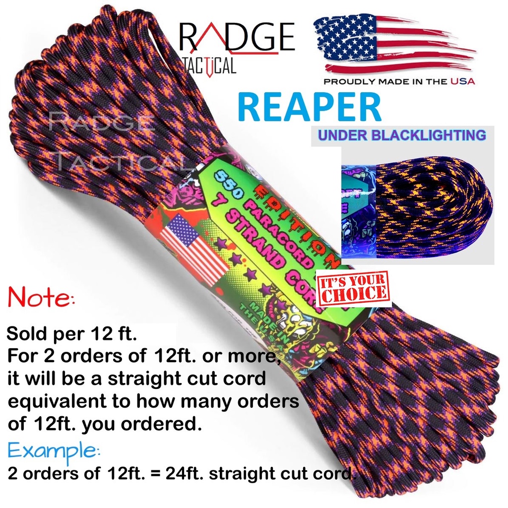 ATWOOD USA PARACORD 10 or 12FT. SET B CAMO PATTERNS 550LBS TYPE 3 ...